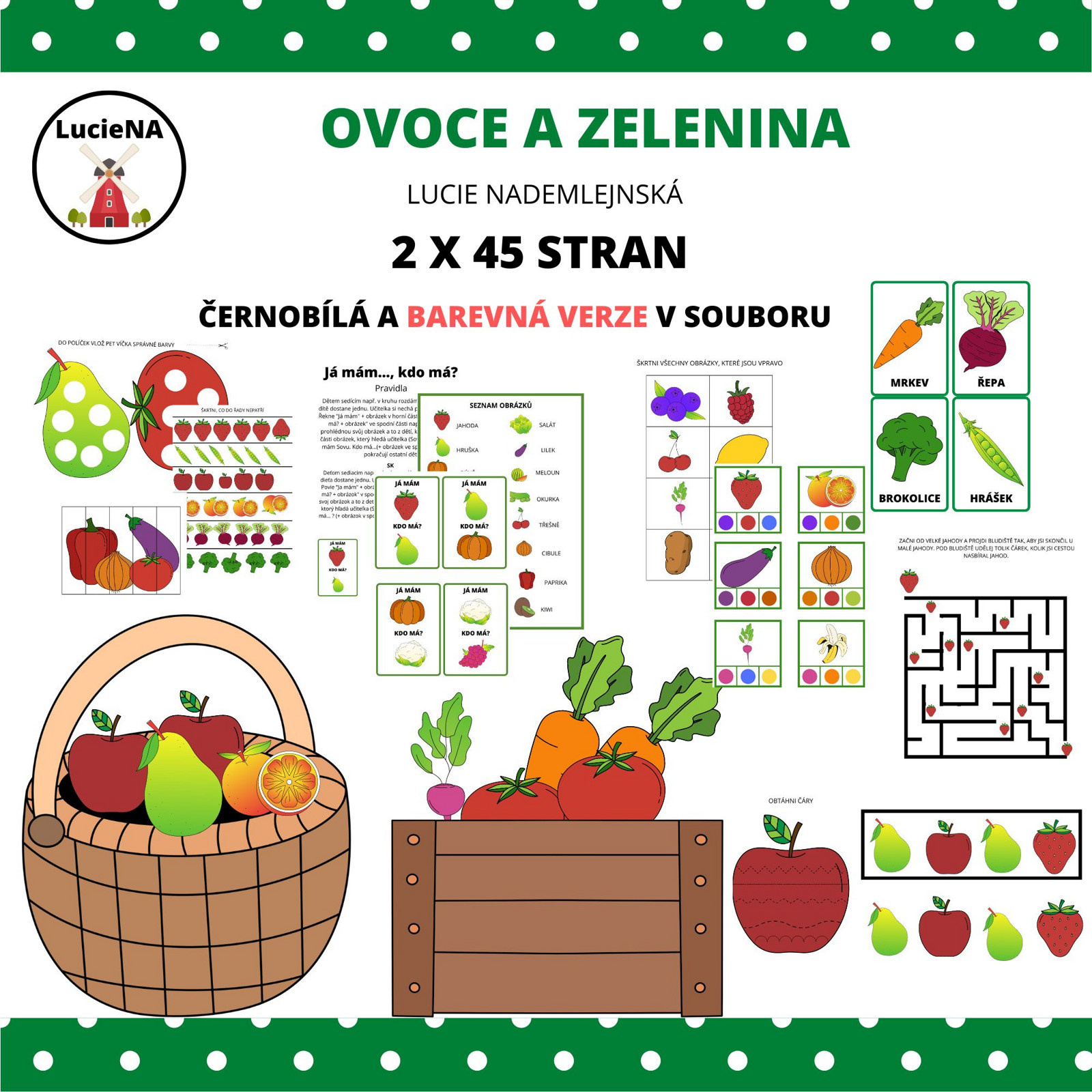 Pracovní list vícebarevný Ovoce A Zelenina / od Luciena | Fler.cz