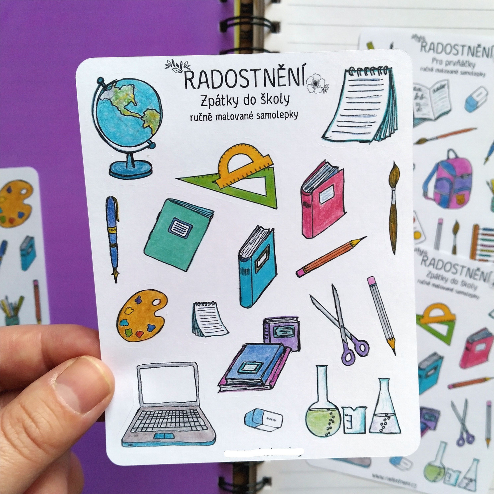 Samolepka vícebarevná Ručně malované samolepky - Zpátky do školy / od Radostnění | Fler.cz