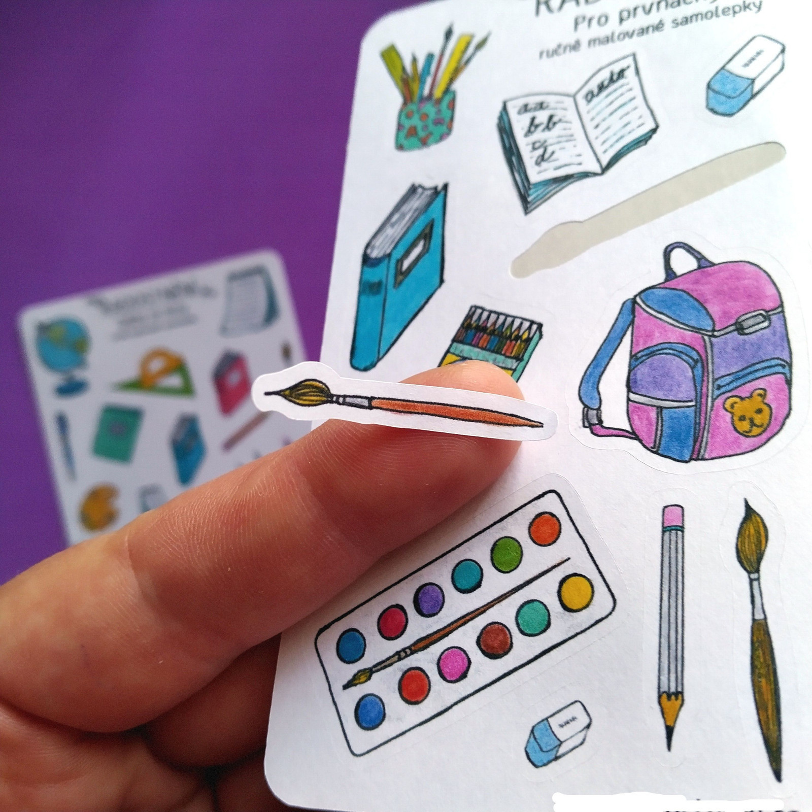 Samolepka vícebarevná Ručně malované samolepky - Zpátky do školy / od ...