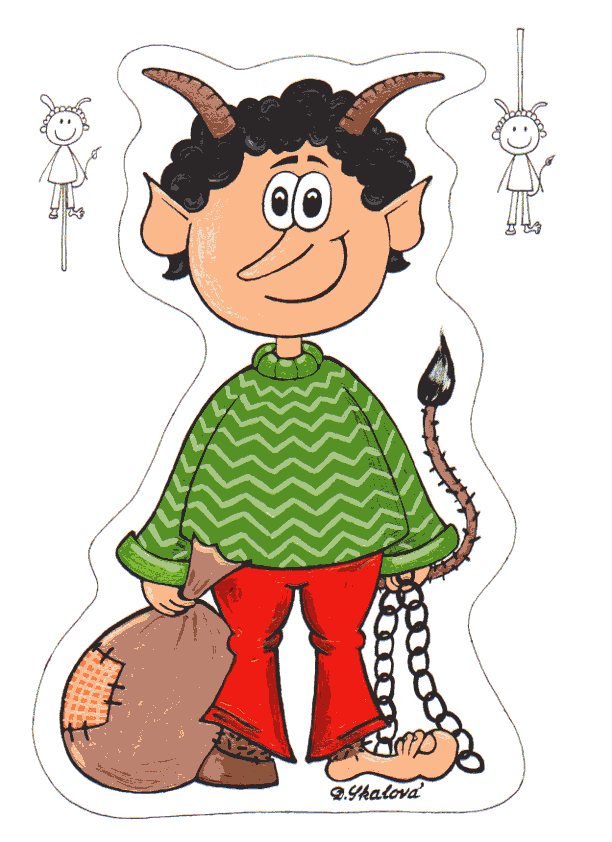 Pohlednice vystřihovánka čertík Ťulpas / od malovaný obchůdek | Fler.cz