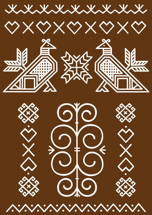 Grafika Folklorní ornamenty (Čičmany, Slovensko) JPG soubor / od ...