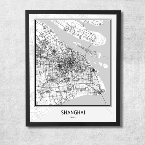 Plakát - mapa Šanghaj / od jsps | Fler.cz