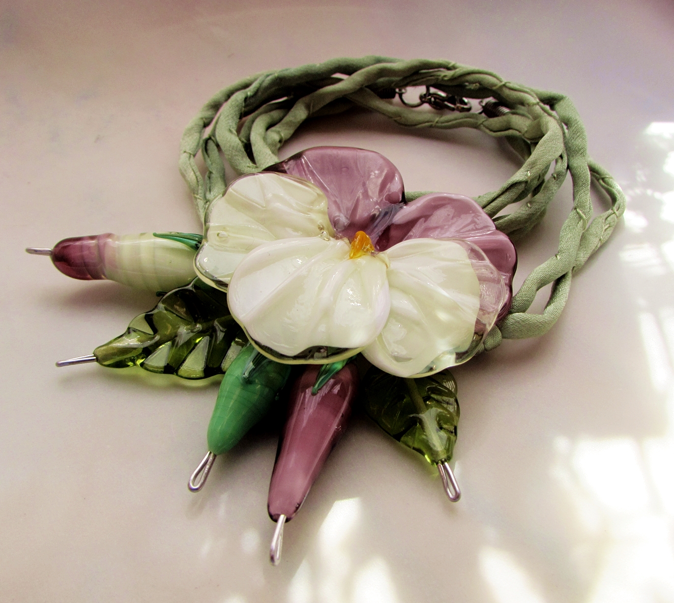 "Maceškový "© náhrdelník,vinuté sklo@choc. / od jibadu | Fler.cz