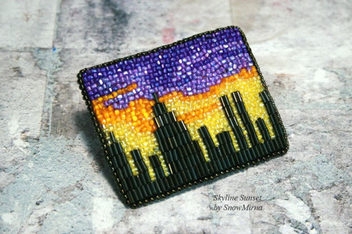 Dámská fialová Brož - Skyline Sunset / od SnowMirna | Fler.cz