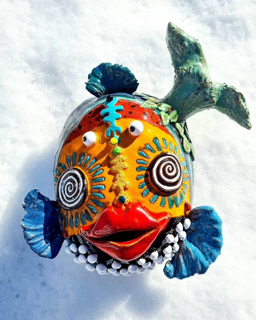 Socha oranžová RYBKA šamanka / od slavkaleon | Fler.cz