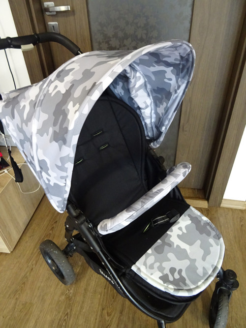 Šedá Stříška ke kočárku Valco + madlo - na objednávku 3-dílná stříška ...