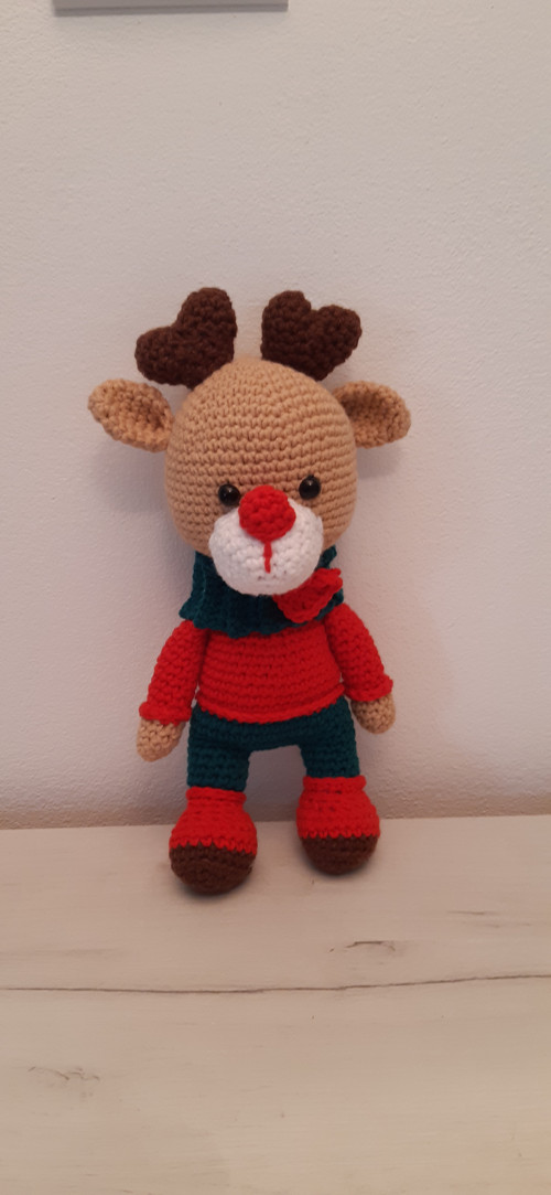 Zvířátko dětské okrové Sob Rudolf / od radostné háčkování | Fler.cz