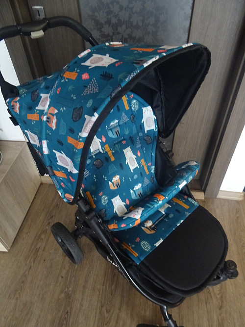 Petrolejová Stříška ke kočárku Valco + madlo - Lední medvěd 3-dílná ...