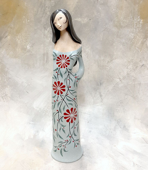 Socha tyrkysová Floriela - nostalgicky květinová / od KB GALERIE | Fler.cz