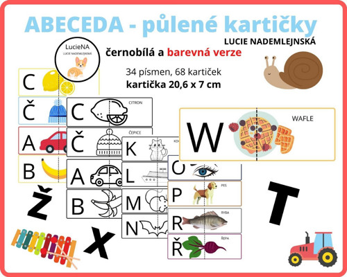 Pracovní list vícebarevný Abeceda - půlené kartičky / od Luciena | Fler.cz