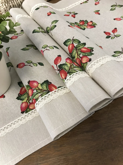 Ubrus obdélník béžový Běhoun s krajkou - šípky / od Hančin obchůdek ...