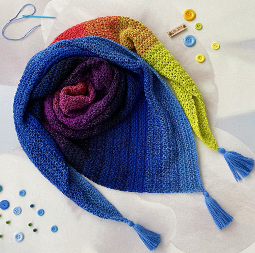 Dámský modrý Háčkovaný šátek Eirin / od SabrinaCrochet | Fler.cz