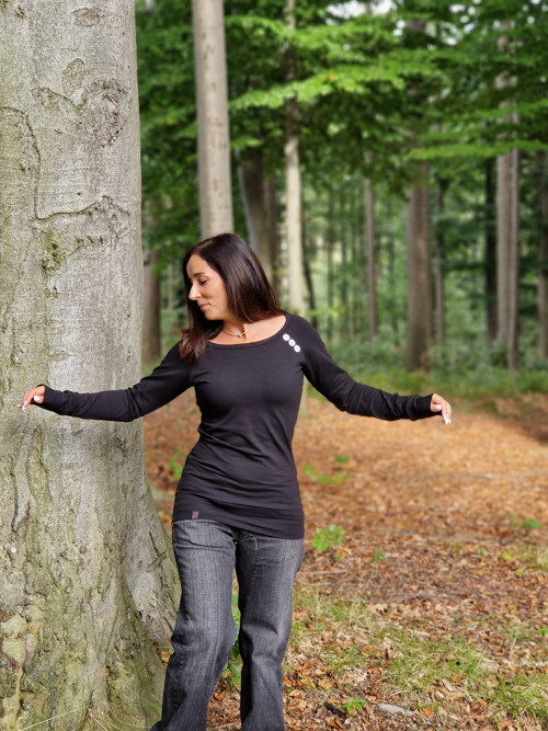 Tričko dlouhý rukáv dámské Černé s lodičkou a knoflíky...M / od PP ...