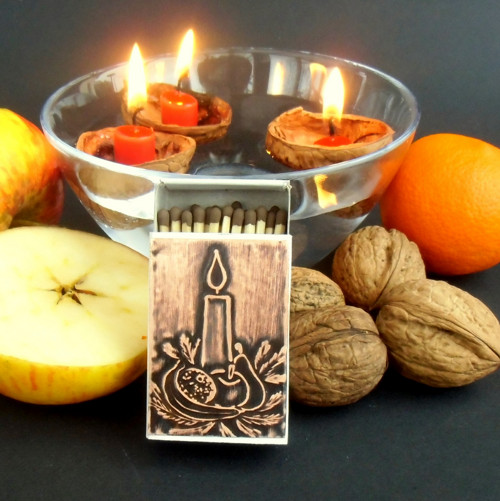 Krabička Měděné zápalky na vánoční stůl - svícen přírodní / od pasířka ...