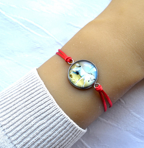 Červený Saténový náramek KABBALAH BÍLÝ KŮŇ II. / od Magical beads | Fler.cz