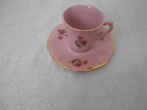 Nádobí dekorační Růžový hrníček s podšálkem / od mi-pi | Fler.cz