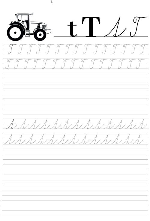 Pracovní list černobílý Písanka - psací písmena / od Hračky od srdce ...