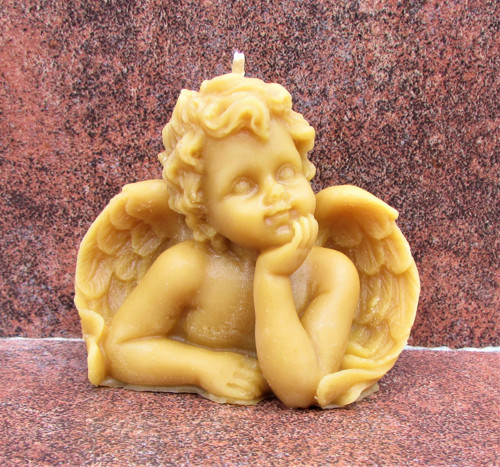 Svíčka žlutá Anděl (busta) ze včelího vosku / od gildrum | Fler.cz