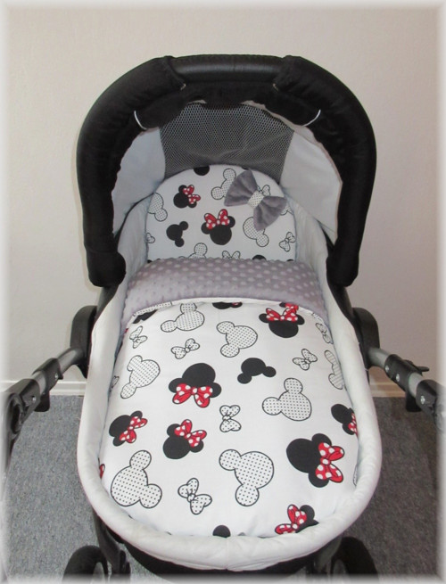 Deka červená Peřinky plymo do kočárku 2D červeno šedé myšky / od Retro ...