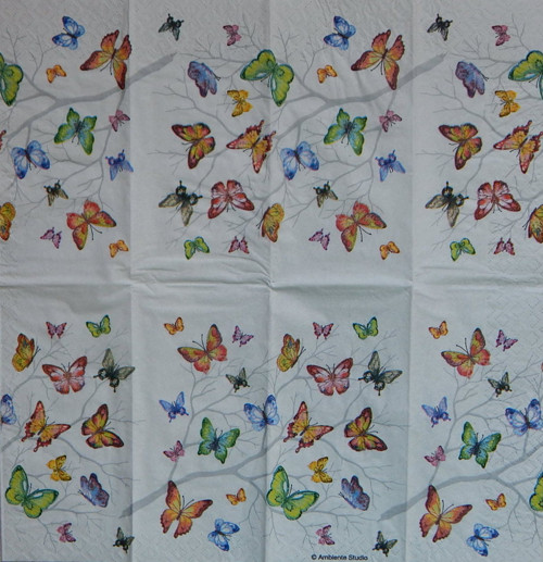 Papír bílý Kapesníčky - Pestrobarevní motýlci K 29 / od Úžasné ubrousky ...