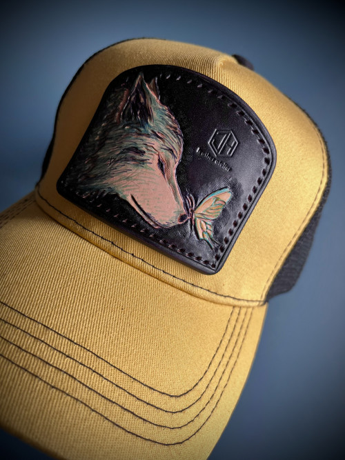 Pokrývka hlavy univerzální hořčicová Originální kšiltovka - VLK A MOTÝL ...