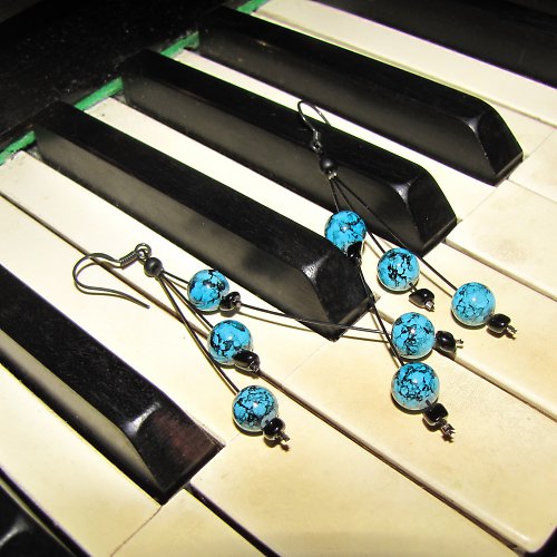 Náušnice tyrkysové Mramorky / od Valerie.atd | Fler.cz