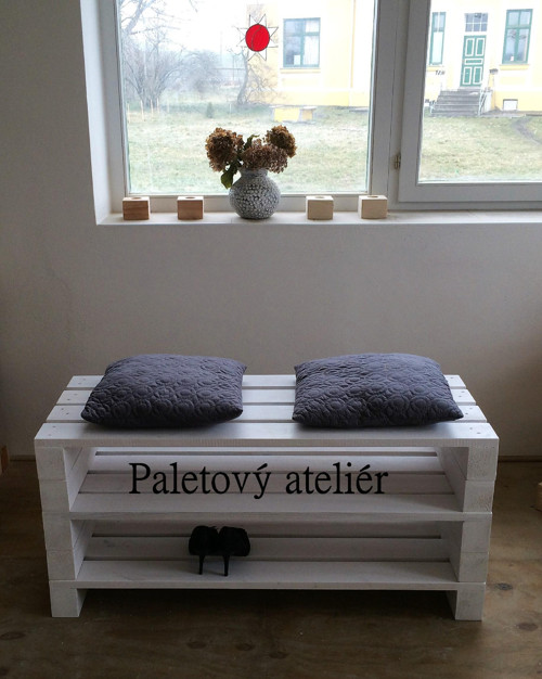 Lavice bílá Botník z palet/lavice zvýšený / od Paletový ateliér | Fler.cz