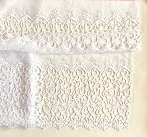 Látka jednobarevné bílá Polyesterová záclona s krajkou - zbytek / od ...