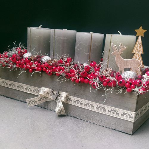 Adventní svícen Rustikální bobulkový šedý / od MariaSimpleAccessories ...