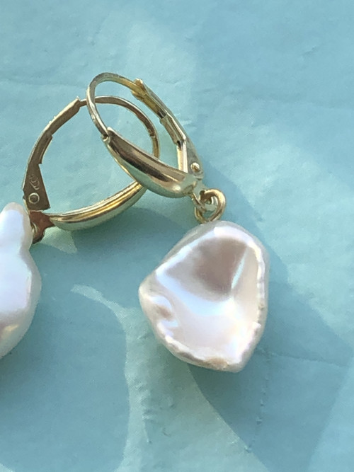 Dámské bílé Zlaté náušnice "Eli" Keshi perly Au585, BS Design / od BS ...