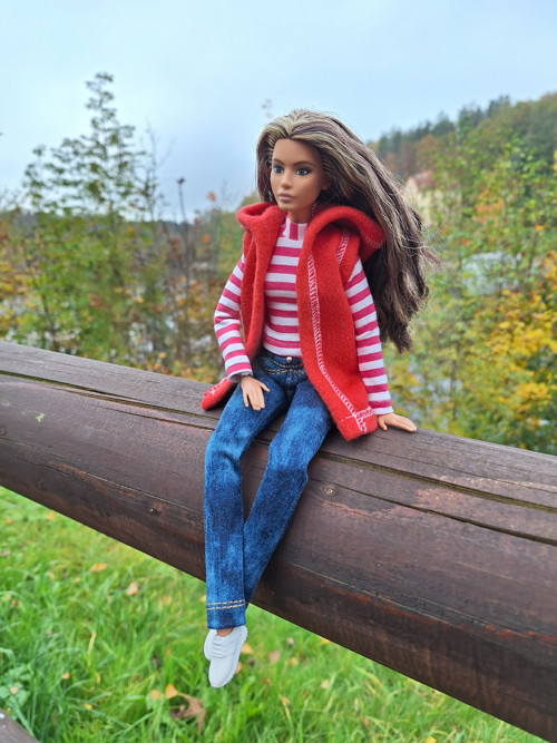 Oblečky pro panenky dětské vícebarevné Barbie vestička s kapucí ...