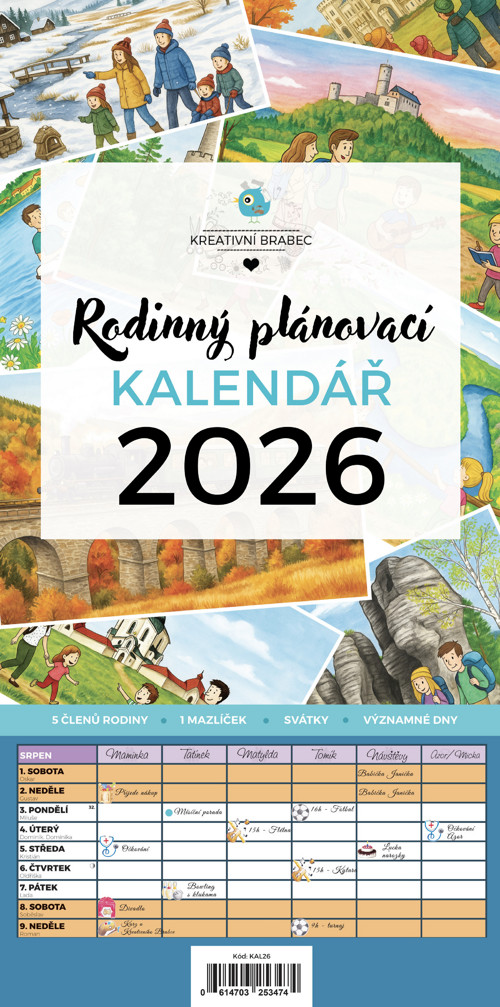 Rodinný plánovací kalendář 2026 velký nástěnný / od Kreativní Brabec | Fler.cz