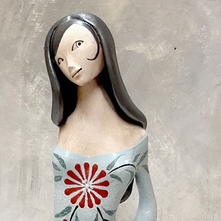 Socha tyrkysová Floriela - nostalgicky květinová / od KB GALERIE | Fler.cz