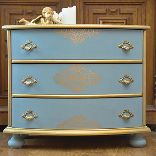 Modrá Komoda Gold damask and blue / od Macka R. | Fler.cz