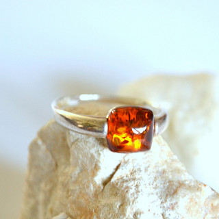 Dámský oranžový Prsten s jantarem - západ slunce - vel.57 / od úsvit ...