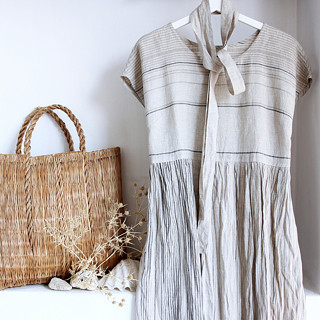 Dámské slonová kost RUTH šaty len - LinLines smetanová/graphite II ...