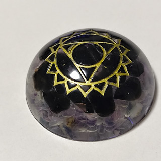 Orgonit černý Osobní talisman (symbol krční čakry) s obsidianem / od ...