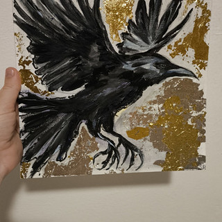 Obraz Havran černy - 25×25 cm / od Bilakvitka | Fler.cz