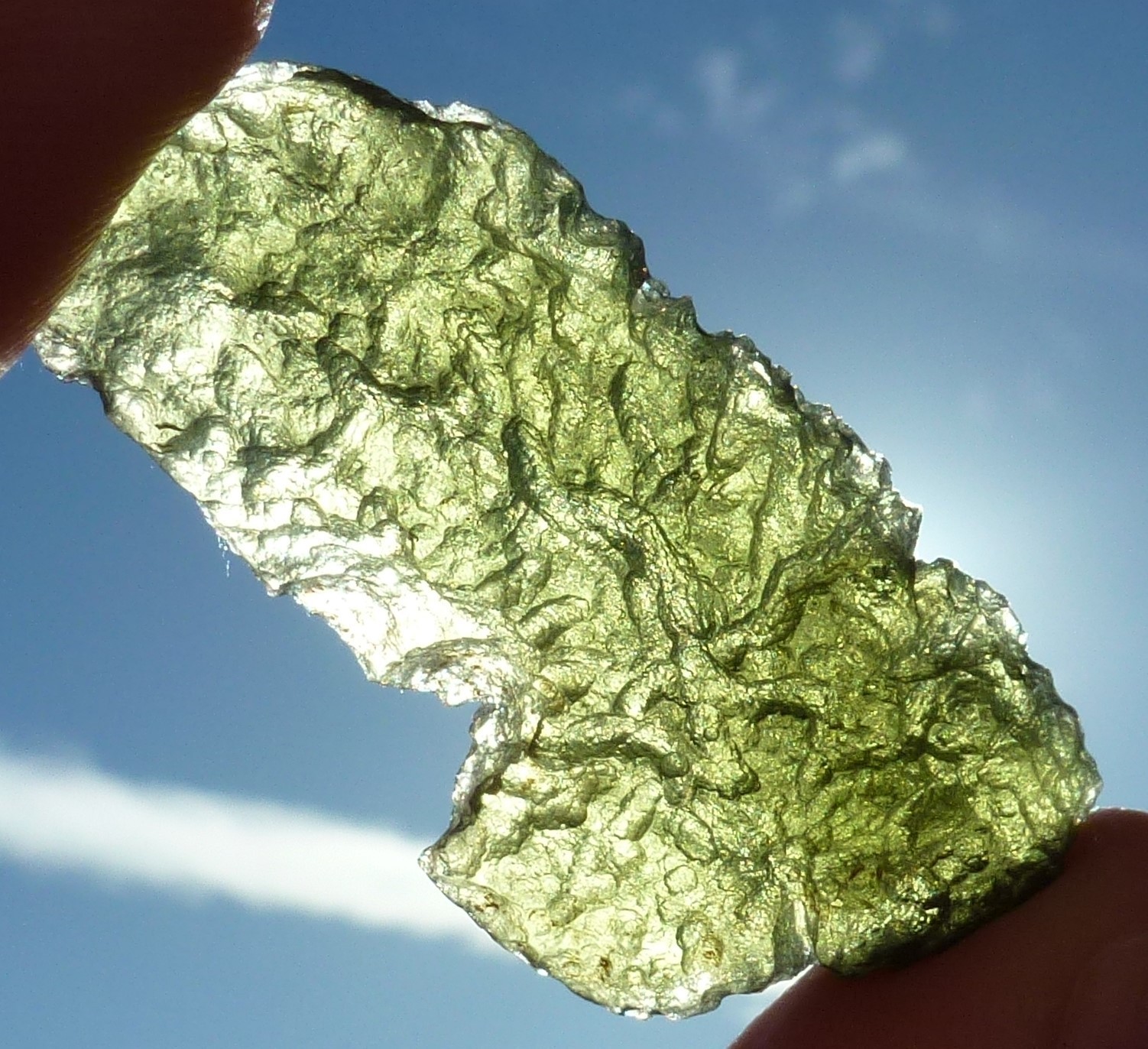 Minerál zelený NÁDHERNÝ VELKÝ VLTAVÍN Z JIŽNÍCH ČECH 37x20x9 mm / od ...