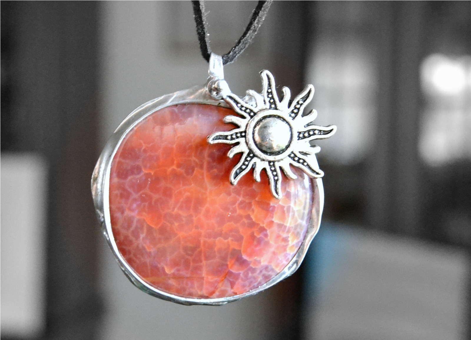 Dámský oranžový Achát ohnivý - výrazný šperk - slunce / od úsvit ...