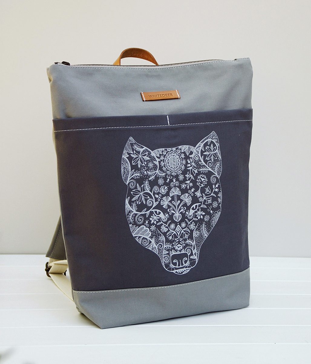 Šedý batoh No.3, vlk / od White Deer | Fler.cz
