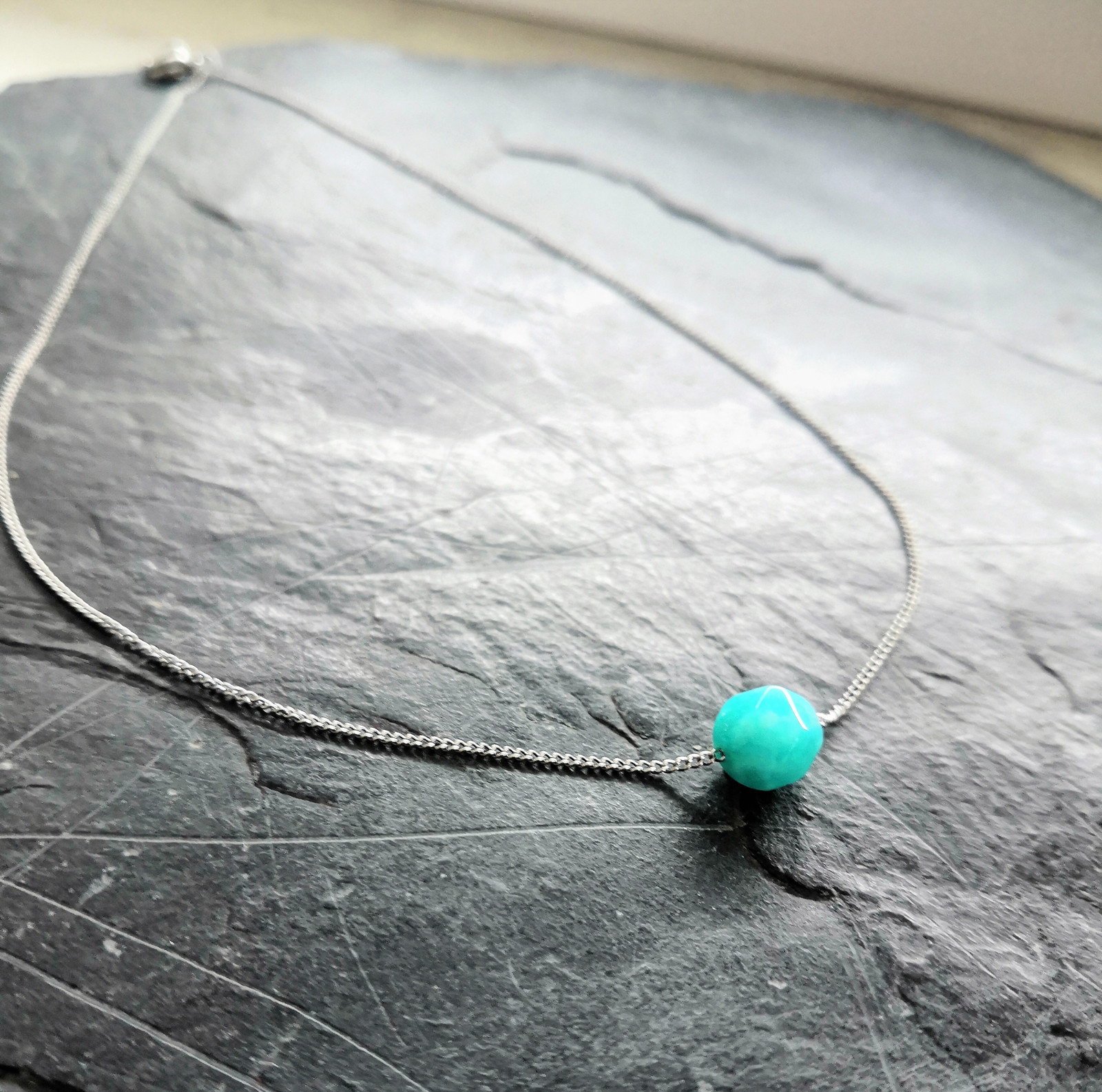 Náhrdelník dámský tyrkysový Ruský amazonit*krystal*chir.ocel*náhrdelník ...