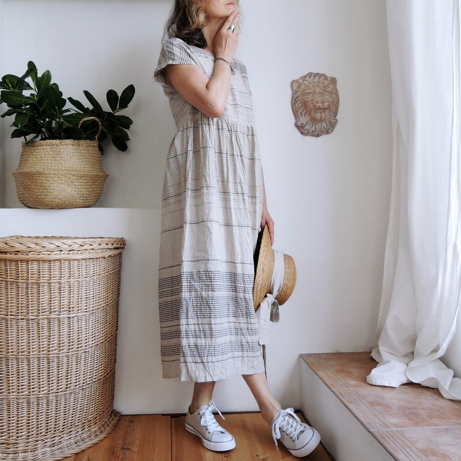 Dámské slonová kost RUTH šaty len - LinLines smetanová/graphite / od ...