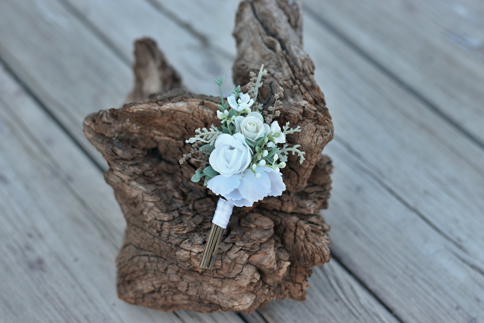 Vývazky bílé Korsáž-klopa pro ženicha "Bělásková" / od evafleur ...