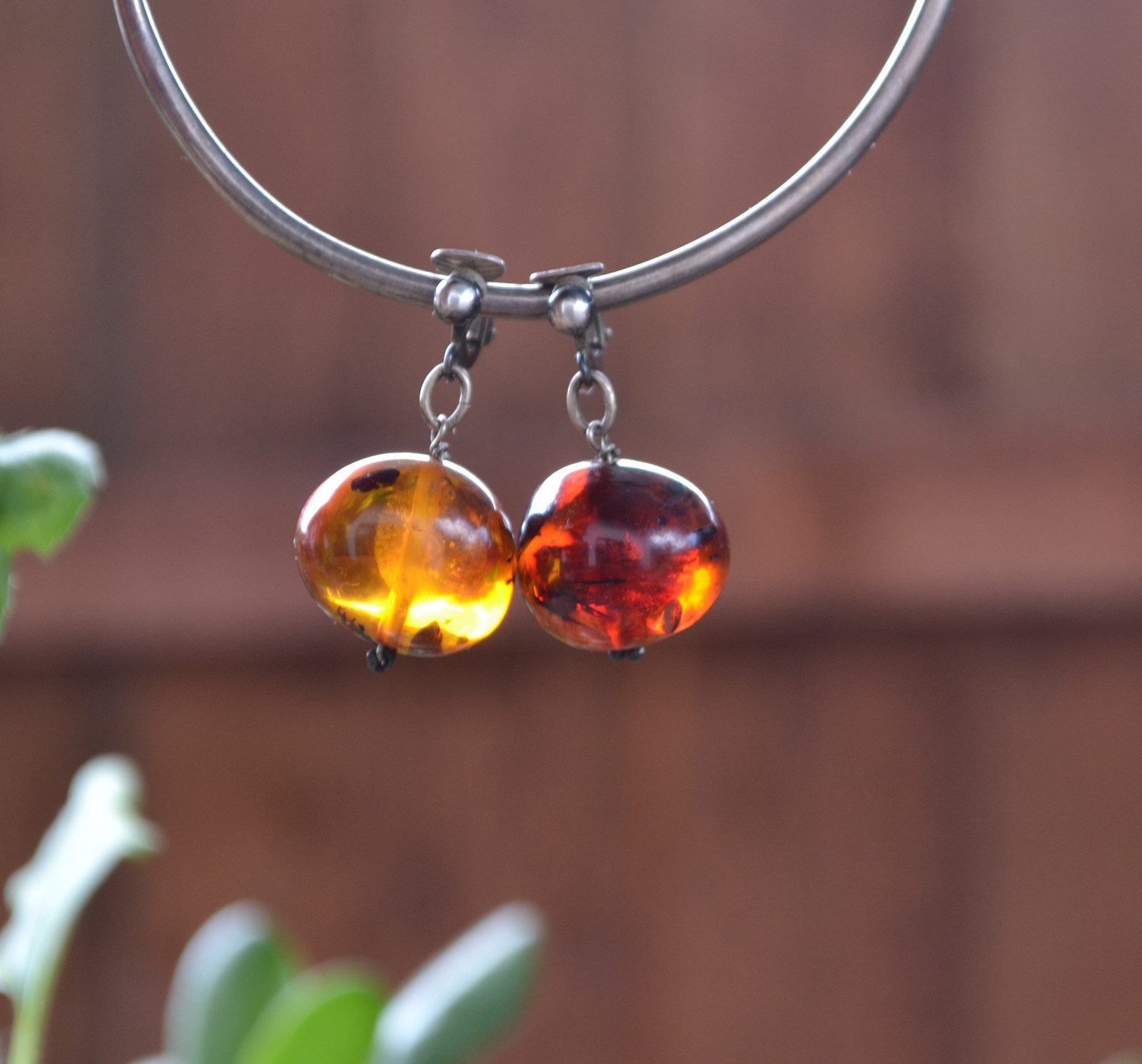 Šperky dámské rezavé Podzimní plody - náušnice s jantary / od ...