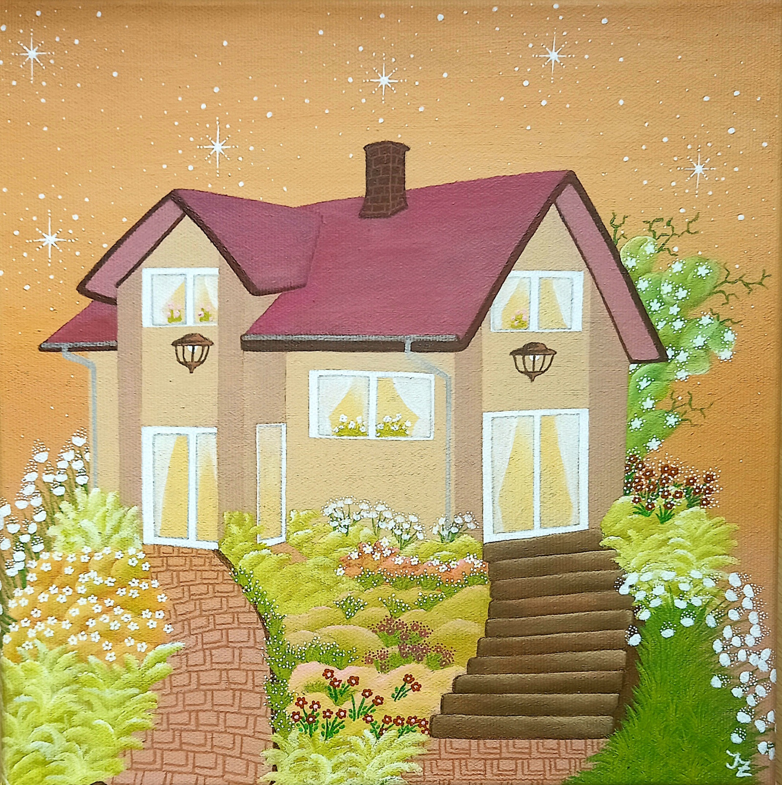 Obraz Pohádkový domeček 30x30 / od Jazička | Fler.cz