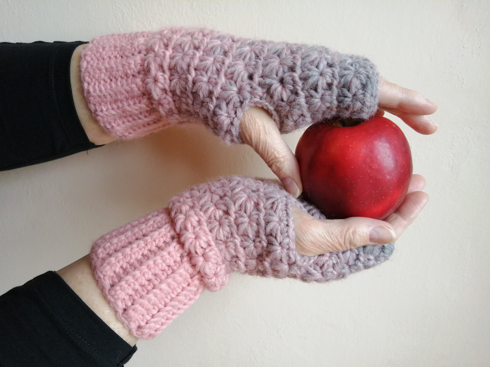 Rukavice starorůžové Háčkované návleky na ruce / od sonseb | Fler.cz