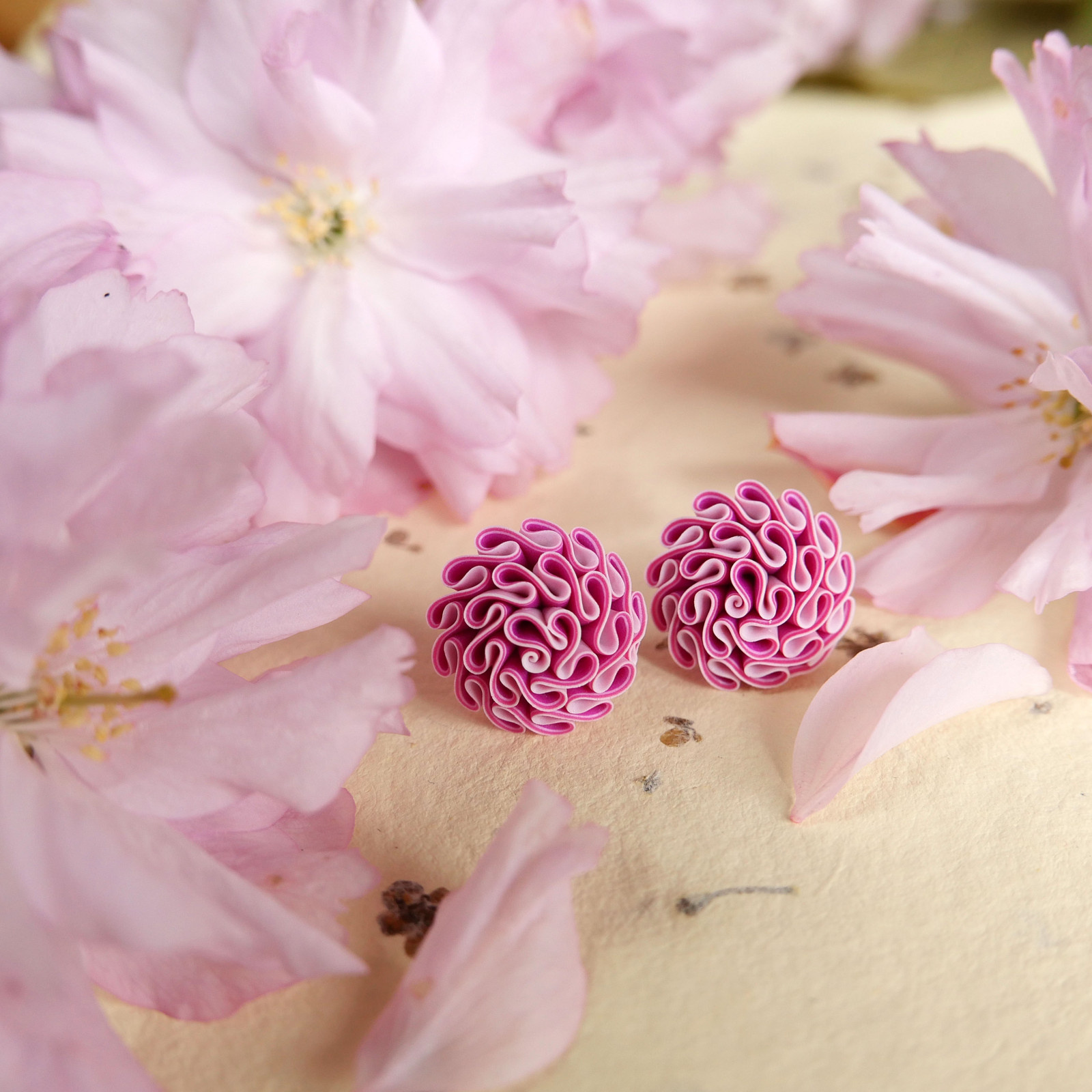 Dámské růžové Náušnice Sakura / od Hanč | Fler.cz