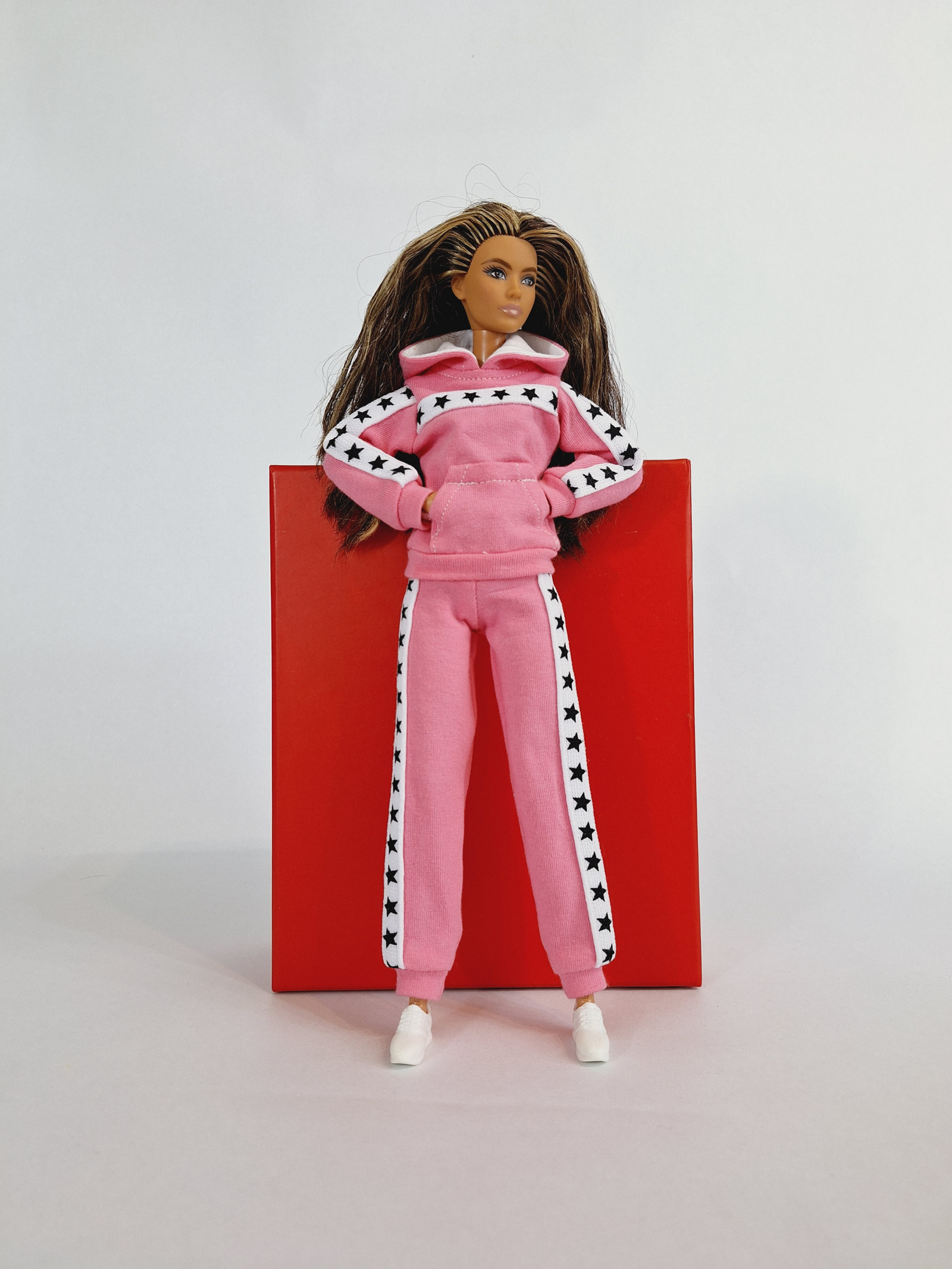 Oblečky pro panenky dětské růžové Barbie mikina klokanka s kapucí č-11 ...