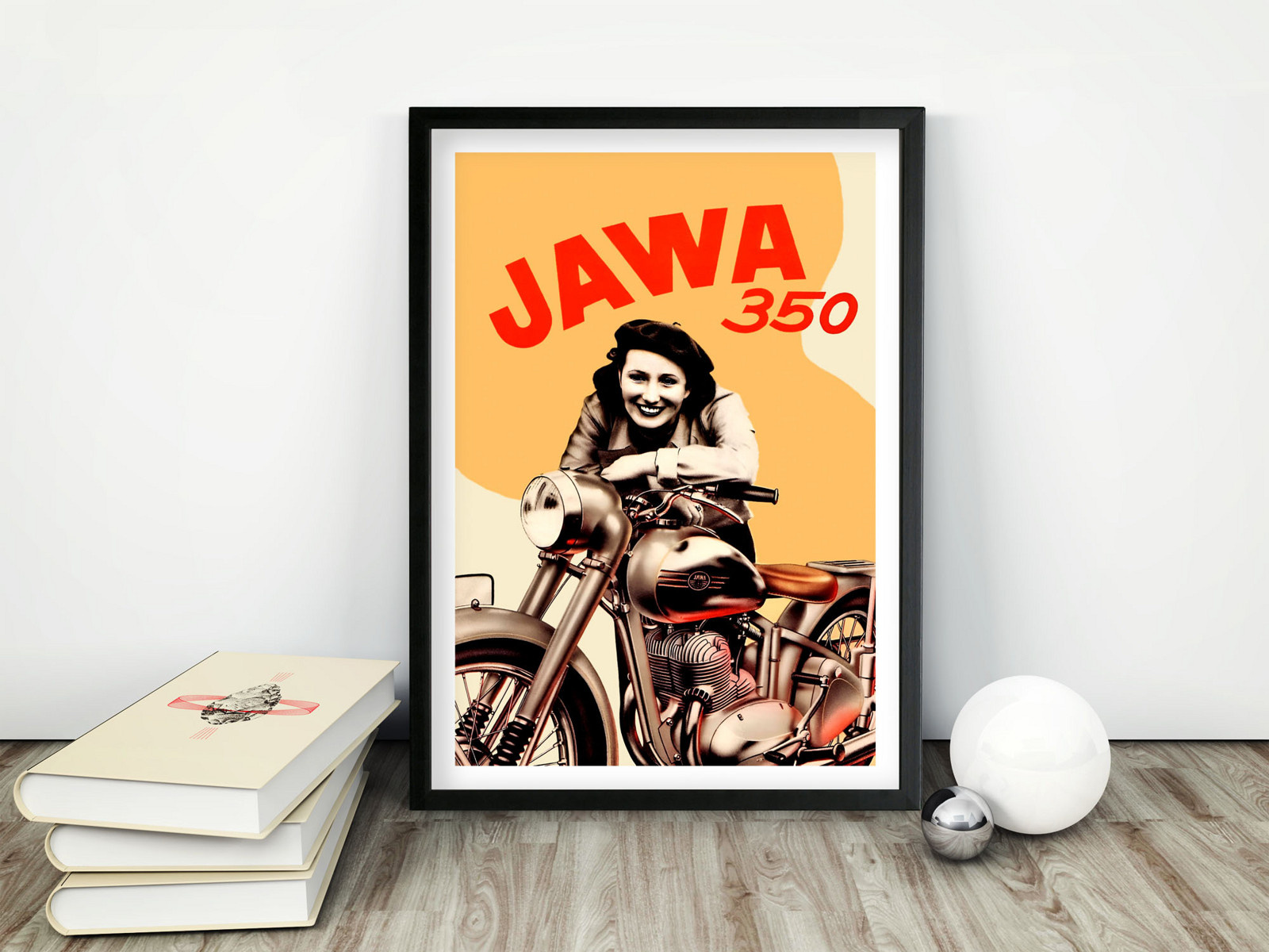 Vintage plakát Jawa 350 Dívka - 1950 Formát A4 / od Artaban1 | Fler.cz